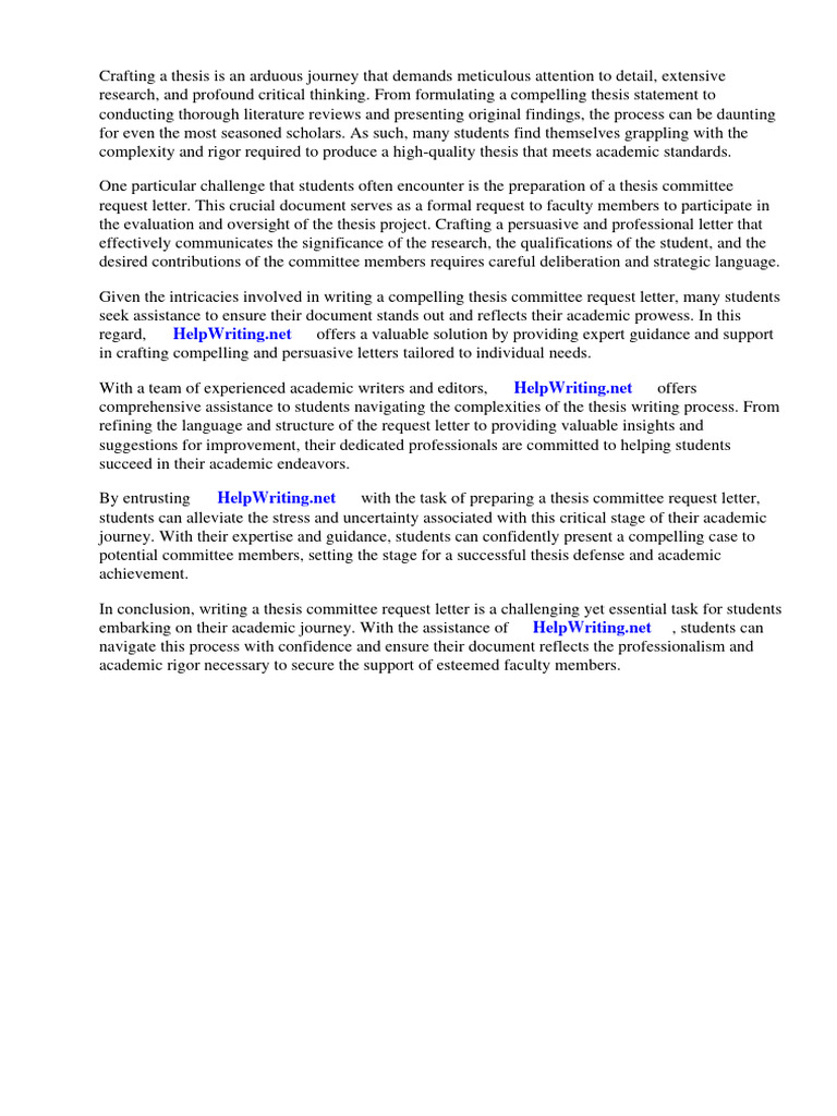 Thesis Committee Request Letter | PDF | Thesis | Essays