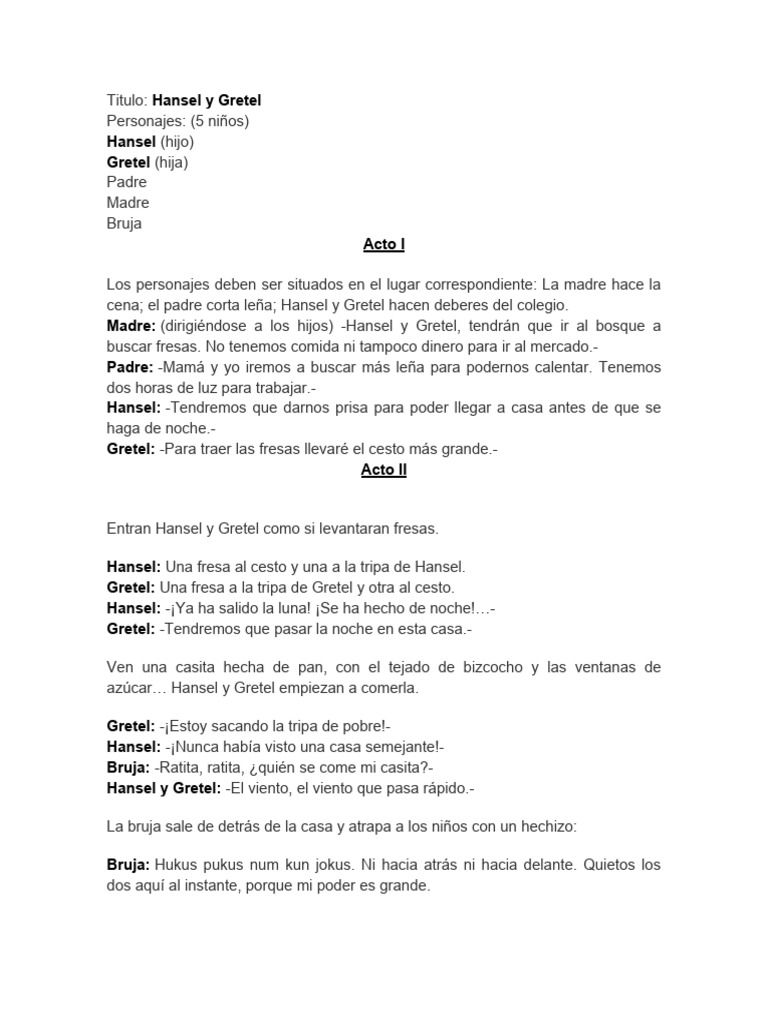 Obras De Teatro Descargar Gratis Pdf El Patito Feo Hansel Y Gretel