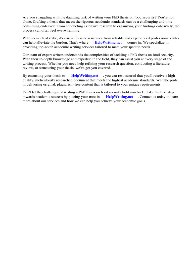 PHD Thesis Food Security | PDF | Food Security | Malnutrition
