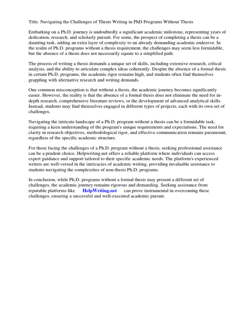 PHD Programs Without Thesis | PDF | Thesis | Doctor Of Philosophy