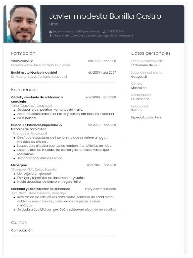 CURRICULUM JAVIER BONILLA 2024 | PDF