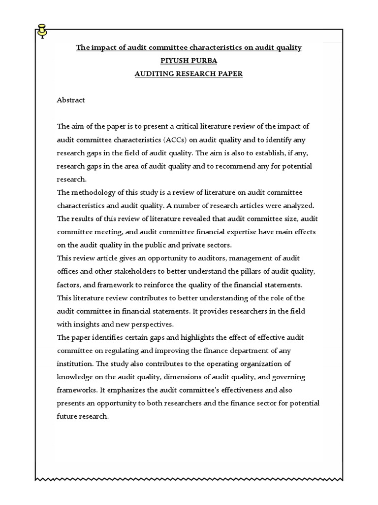 Aud Research Paper | PDF | Financial Audit | Audit