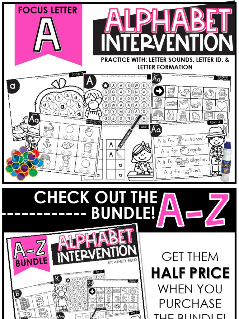 Letter A Alphabet Worksheets and Activities For Intervention and Small ...