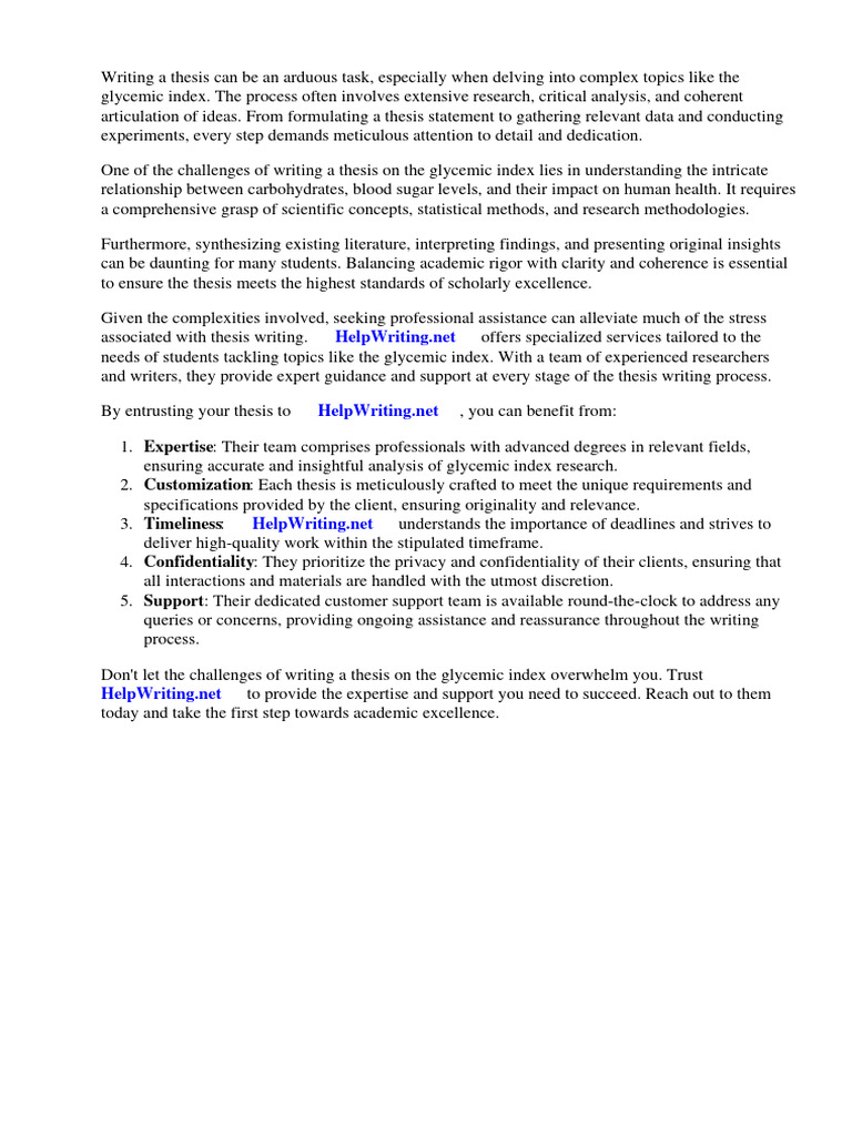 Glycemic Index Thesis | PDF | Glycemic Index | Glycemic Load