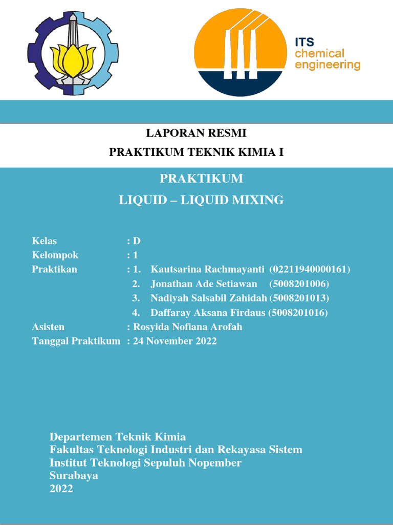 Laporan Modul Liquid-Liquid Mixing | PDF | Griya & Taman | Teknologi & Rekayasa