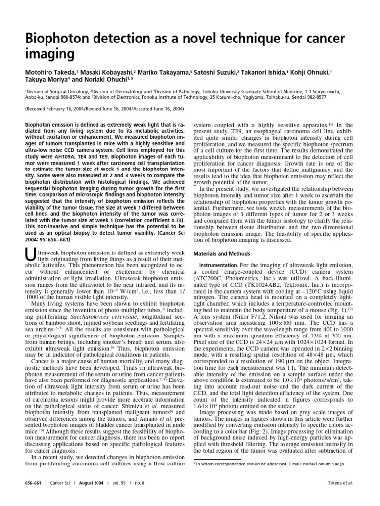 Cancer Science - 2005 - Takeda - Biophoton Detection As A Novel ...