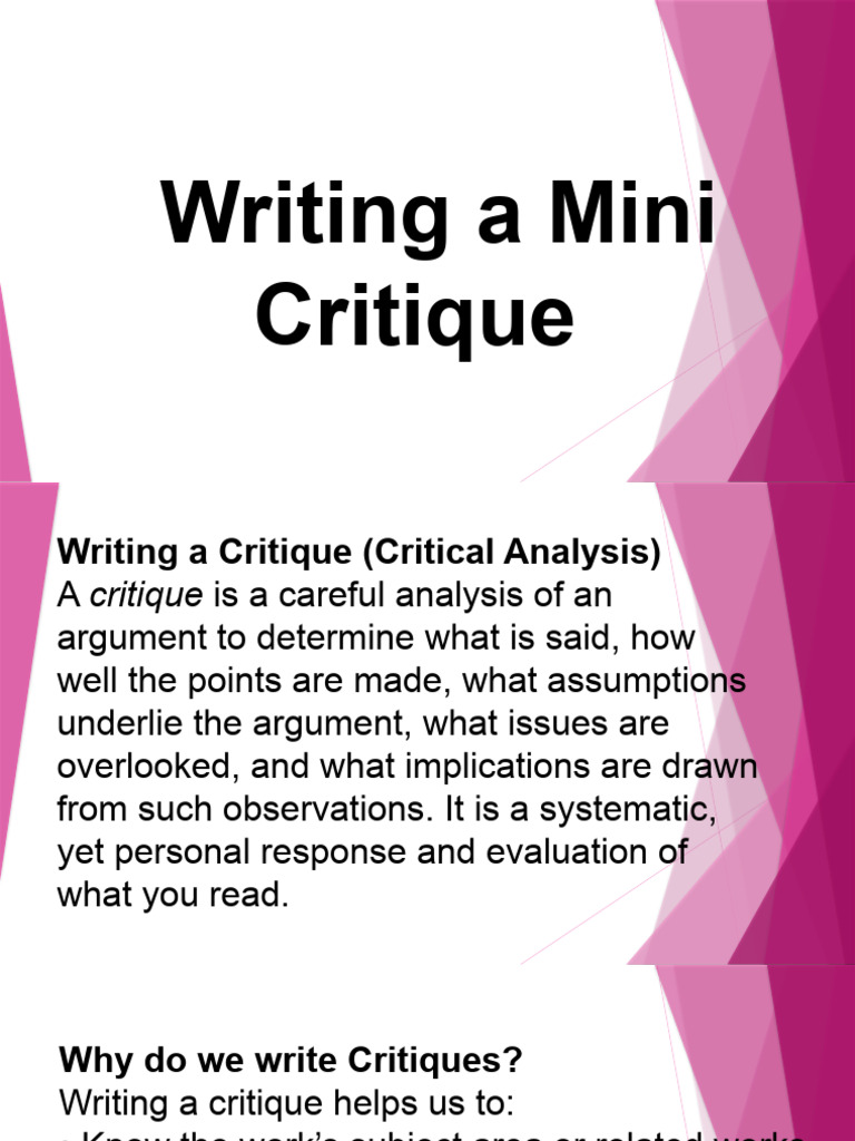 Writing a Mini Critique Guide | PDF
