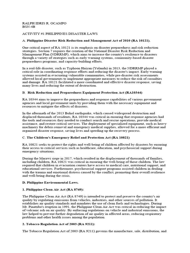 OCAMPO - Activity 1 | PDF | Waste | Emergency Management