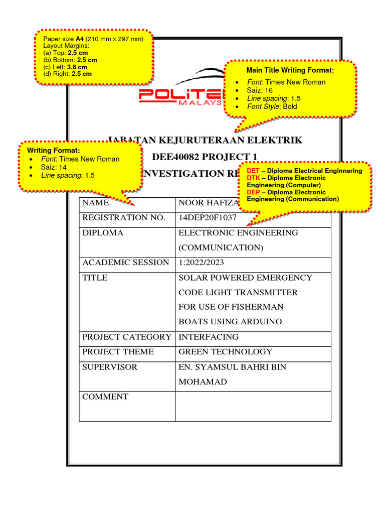 Contoh Laporan Penyiasatan | PDF | Arduino | Relay