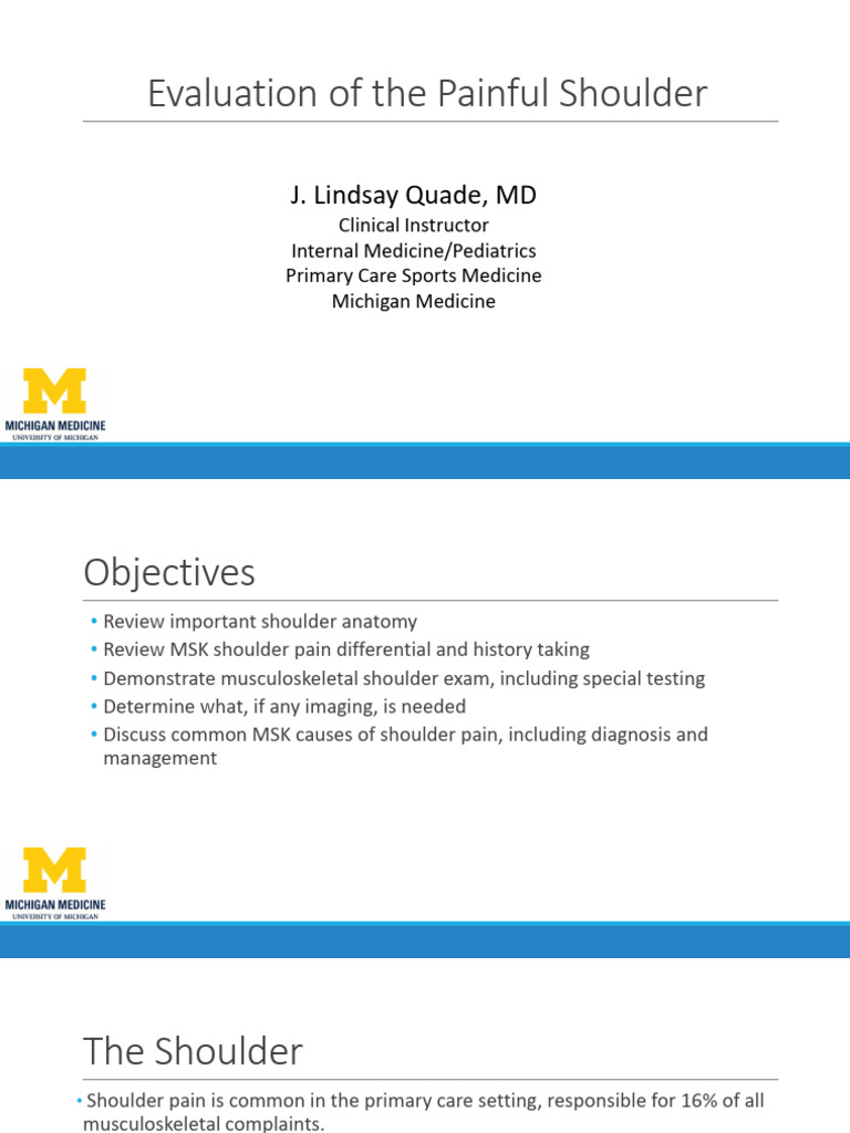 Quade Lindsay October 3 A1 and B1-Evaluation of The Painful Shoulder ...