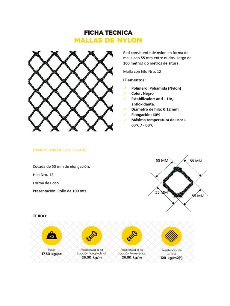 Ficha Tecnica de Malla Hilo Nro. 12 | PDF