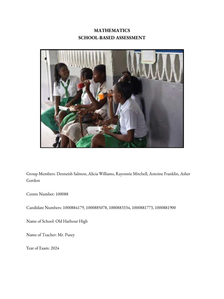 MATHEMATICS SBA_PATH LINE | PDF | Cafeteria | Applied Mathematics