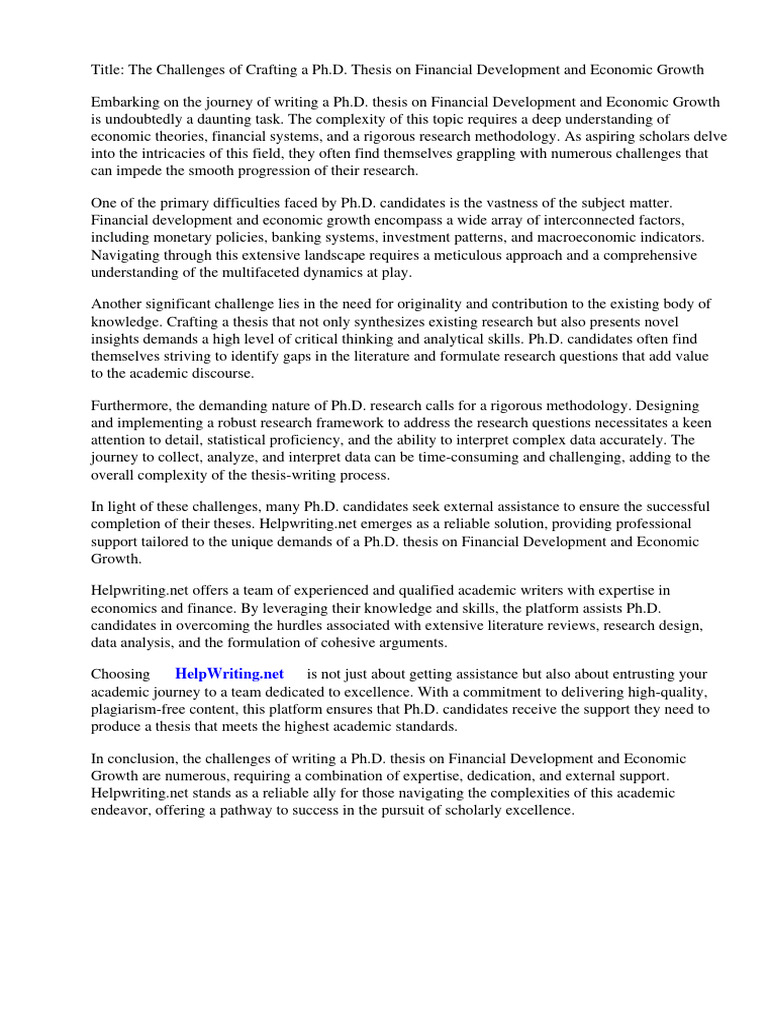 PHD Thesis On Financial Development and Economic Growth | PDF ...