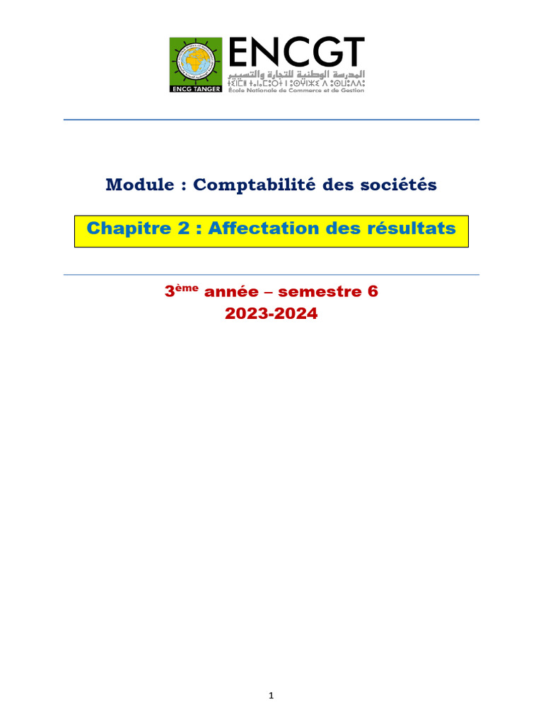 Affectation des résultats en comptabilité | PDF | Dividende | Prêts
