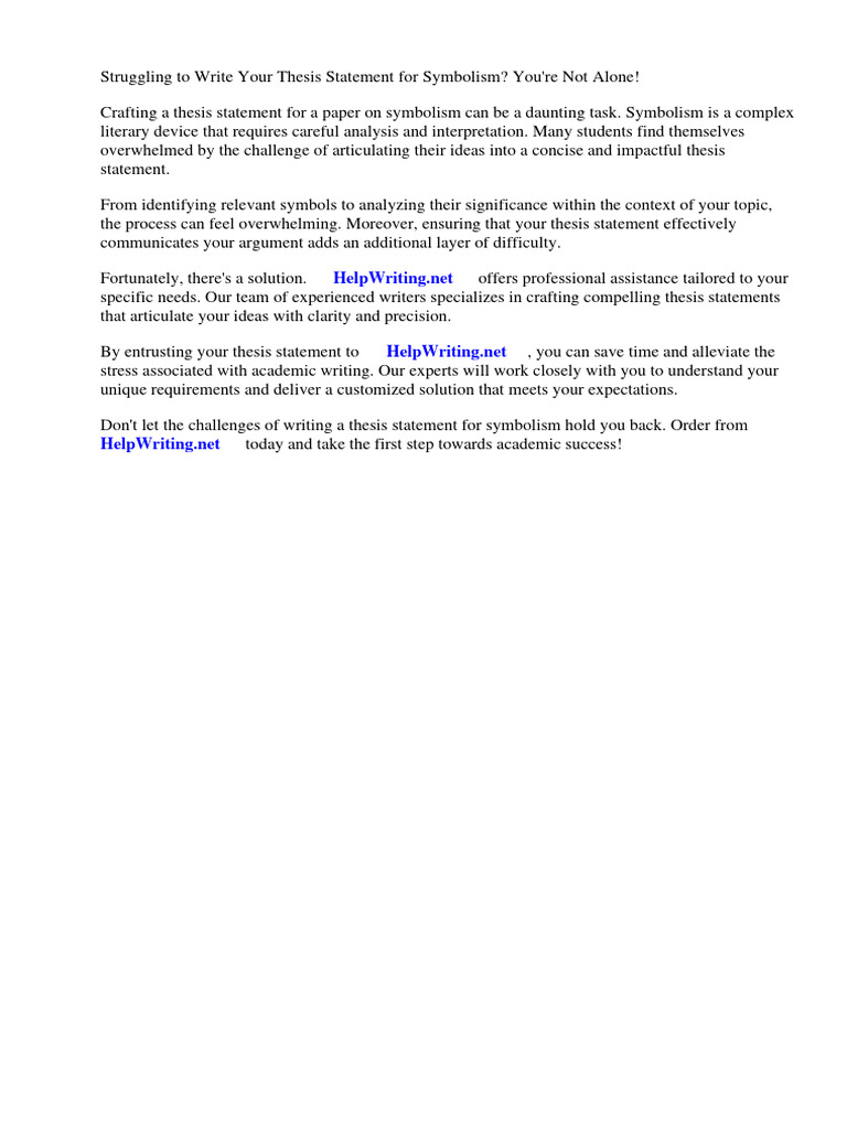 Thesis Statement For Symbols | PDF | Essays | Thesis