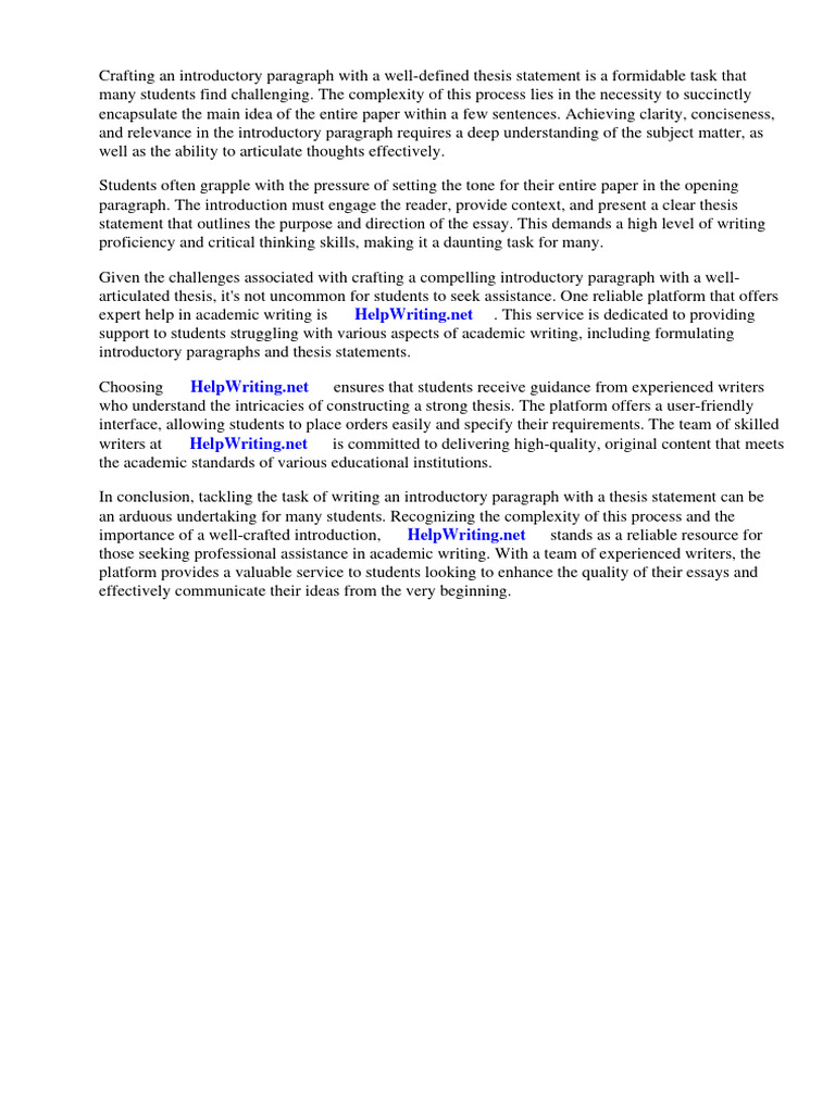 How To Write Introductory Paragraph With Thesis | PDF | Essays | Shock ... How To Write Introductory Paragraph With Thesis | PDF | Essays | Shock ...