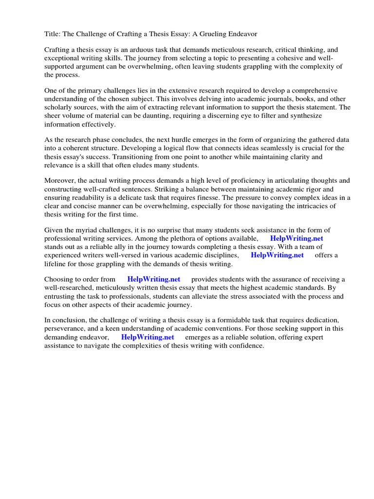 Thesis Essay Sample Pdf Thesis Essays