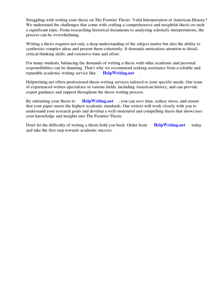 The Frontier Thesis Valid Interpretation of American History | PDF ...