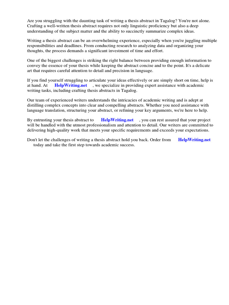Thesis Abstract Sample Tagalog | PDF | Tagalog Language | Thesis