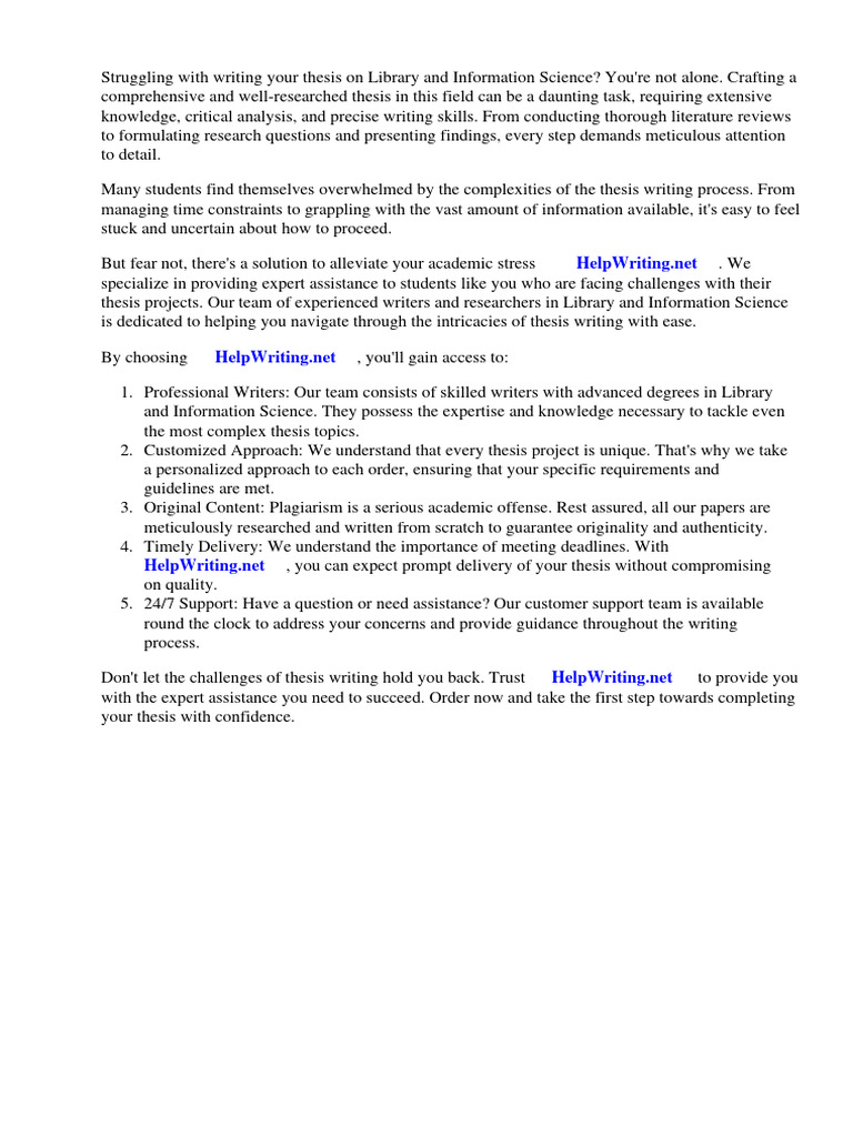 Thesis On Library and Information Science | PDF | Libraries ...