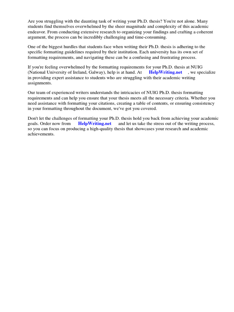 Nuig Phd Thesis Format | PDF | Thesis | Doctor Of Philosophy