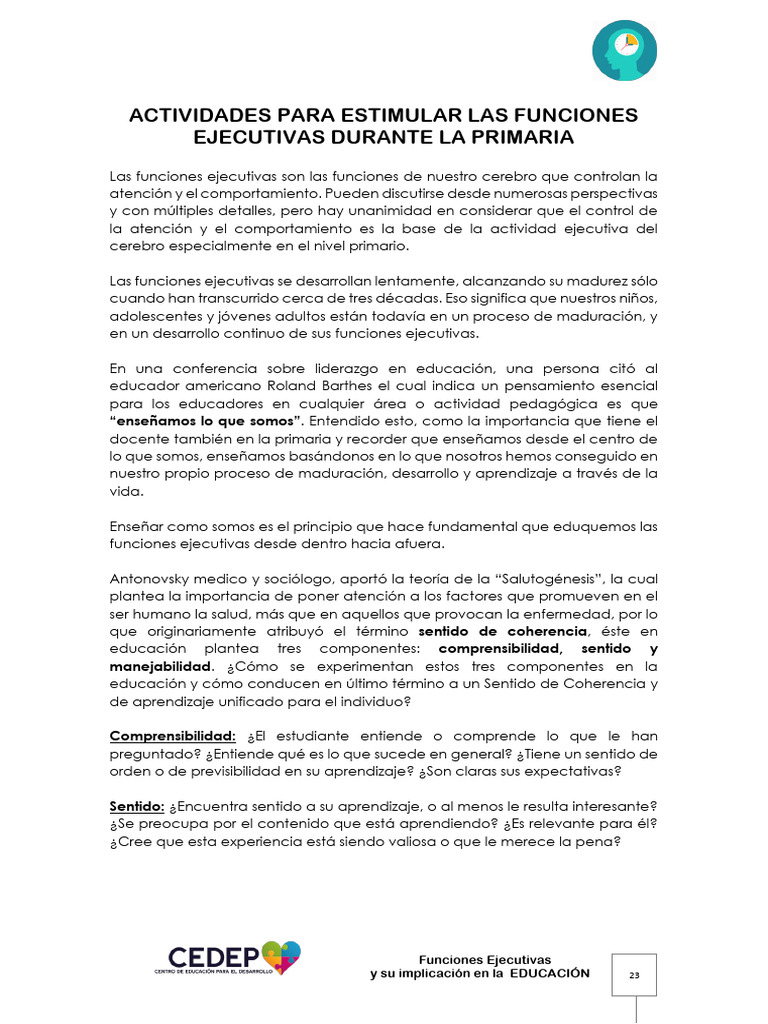 Actividades para Estimular Las Funciones Ejecutivas | PDF | Aprendizaje ...