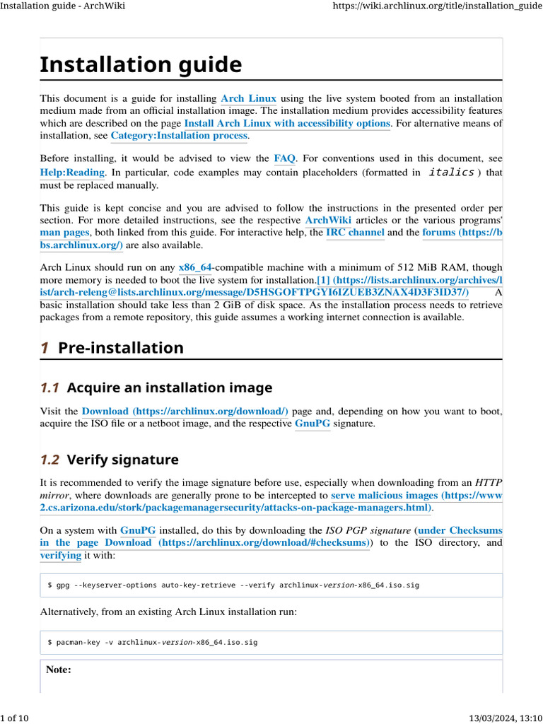 Installation Guide - ArchWiki-1 | PDF | Computer Engineering | Computer Science