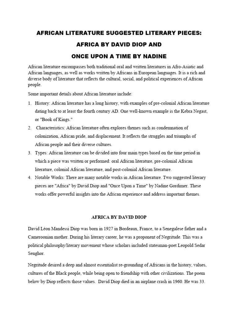 Key African Writers and Their Works | PDF | African Literature