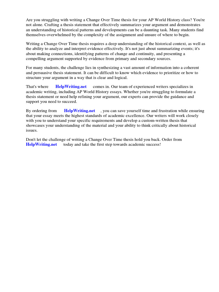 How To Write A Change Over Time Thesis For AP World History | PDF ...