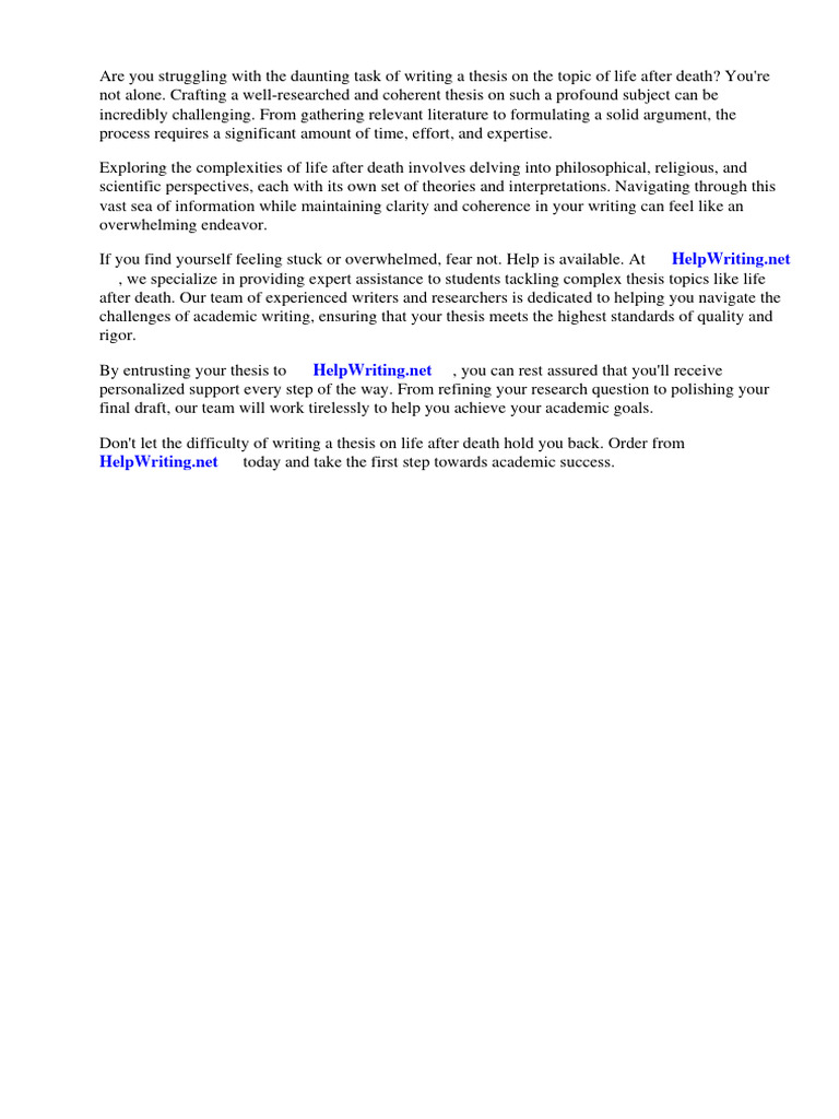 Life After Death Thesis Statement | PDF | Afterlife | Soul
