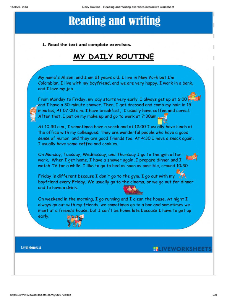 Interactive Reading & Writing Worksheet | PDF
