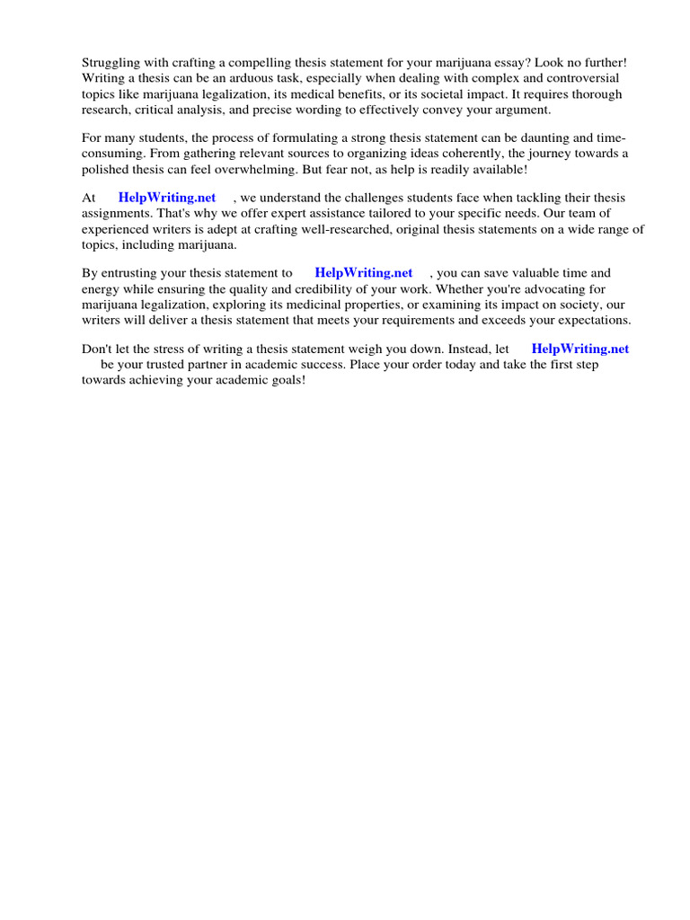 Marijuana Essay Thesis Statement | PDF | Cannabis (Drug) | Medical Cannabis