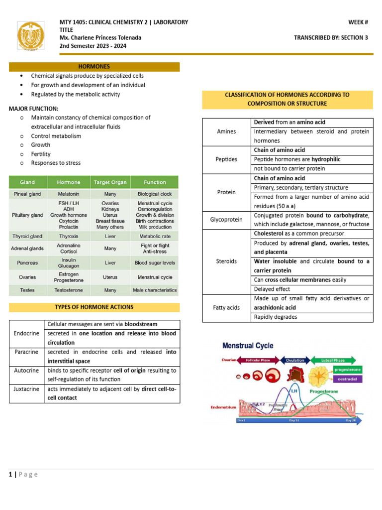 CC2 Lab Week 6 Endocrine | PDF | Growth Hormone | Adrenal Gland