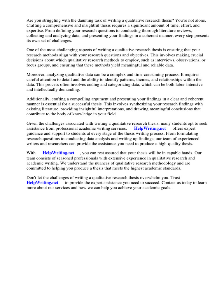 Qualitative Research Thesis Example | PDF | Methodology | Qualitative ...