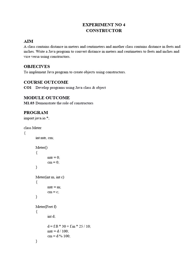 Exp4 Pdf Constructor Object Oriented Programming Programming