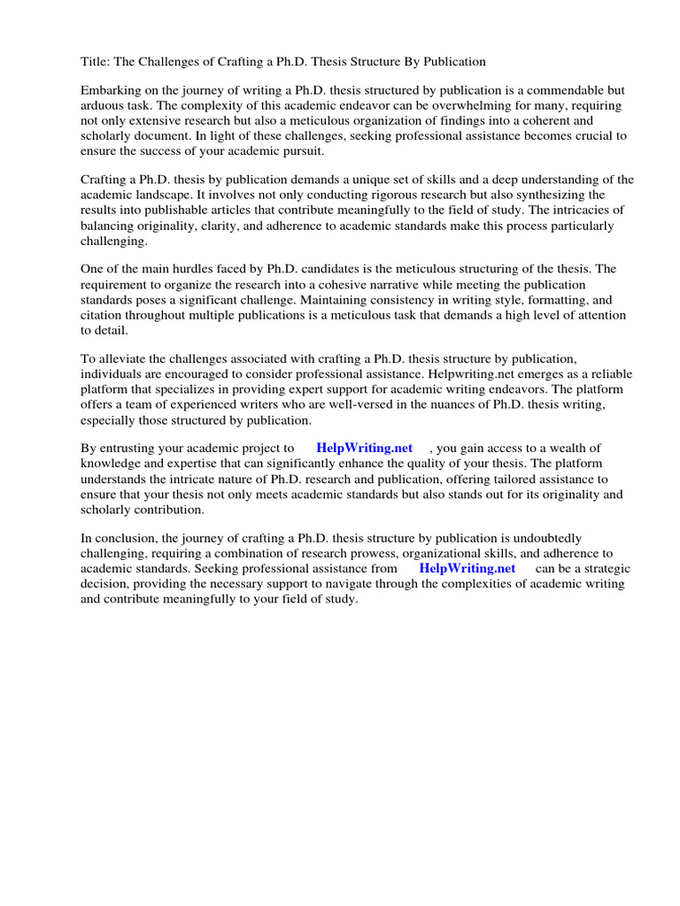PHD Thesis Structure by Publication | PDF | Thesis | Doctor Of Philosophy