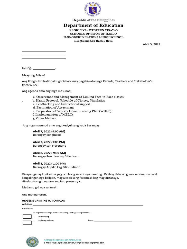 Letter Orientation To Parents | PDF