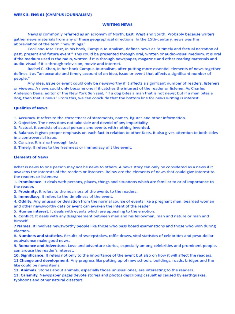 Module 3 WEEK 3 Jireh | PDF | News | Journalism