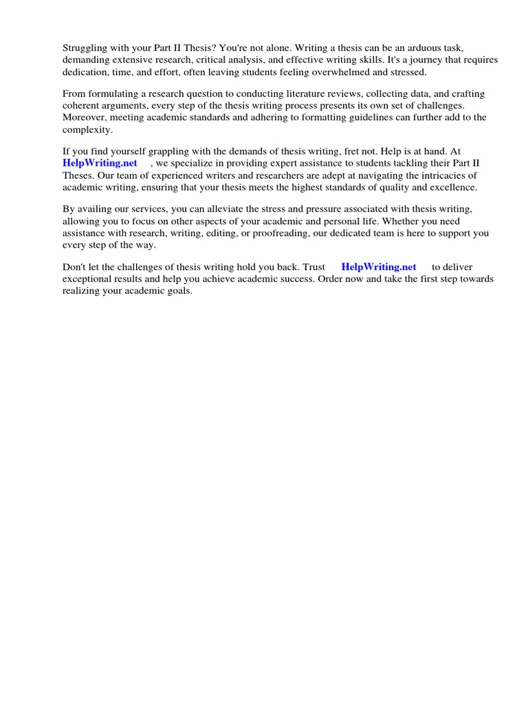 Part II Thesis | PDF | Thesis | Methodology