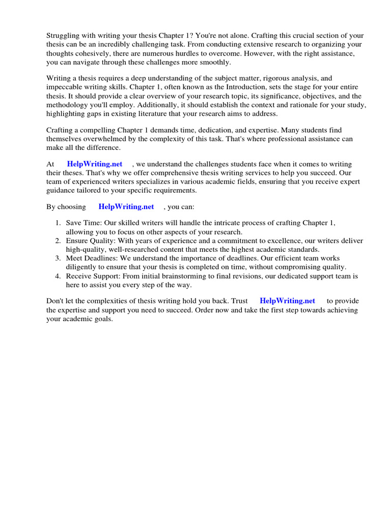 Parts of Thesis Chapter 1 | PDF | Thesis | Methodology