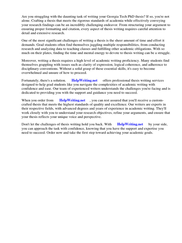 Georgia Tech PHD Thesis Template | PDF | Thesis | Doctor Of Philosophy