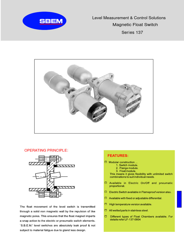 137EAEY Series - Magnetic Float Switch | PDF | Switch | Mechanical Engineering