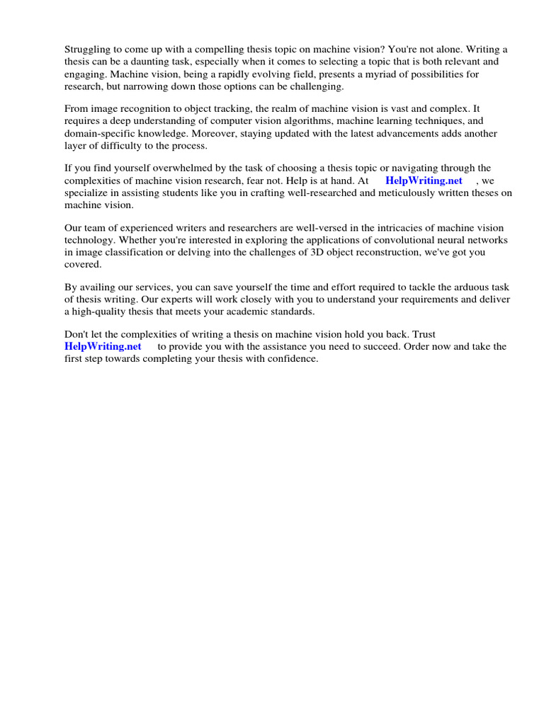 Machine Vision Thesis Topics | Download Free PDF | Machine Learning | Computer Vision