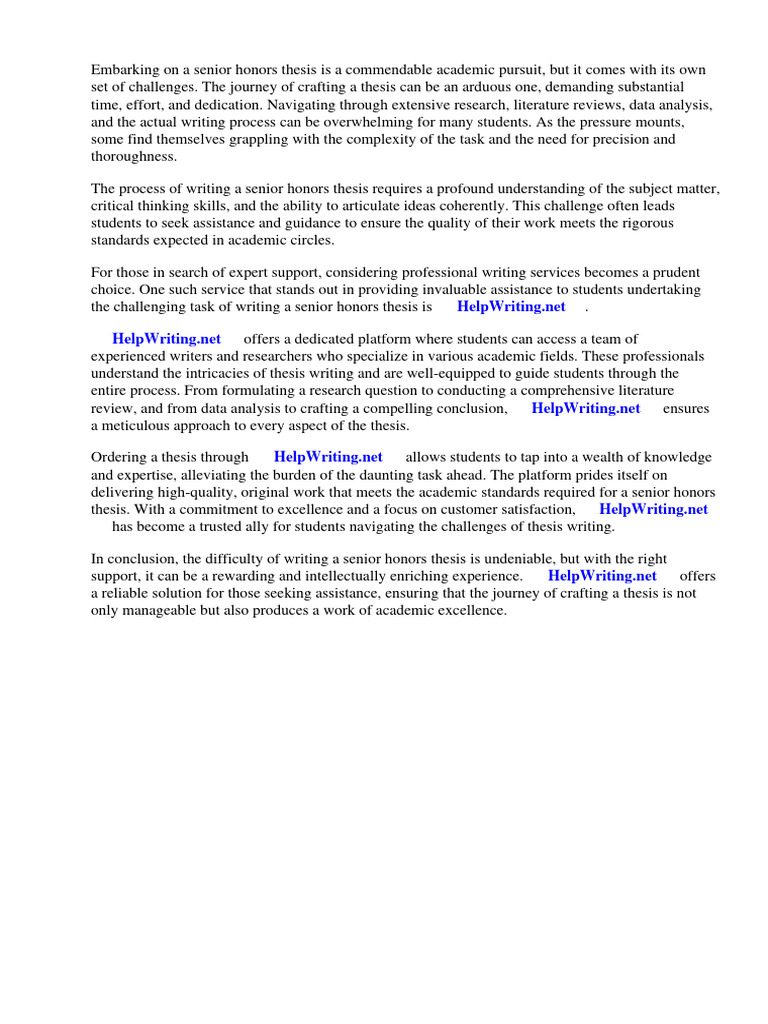 Why Do A Senior Honors Thesis | PDF | Thesis