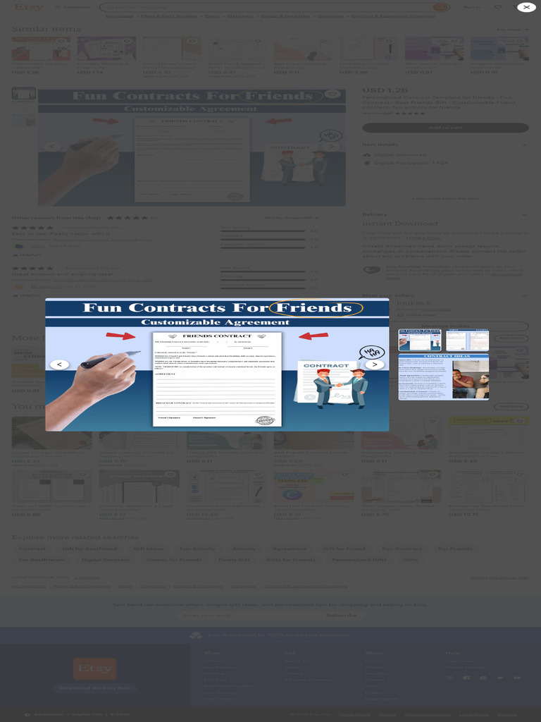 Personalized Contract Template For Friends Fun Contract Best Friends ...