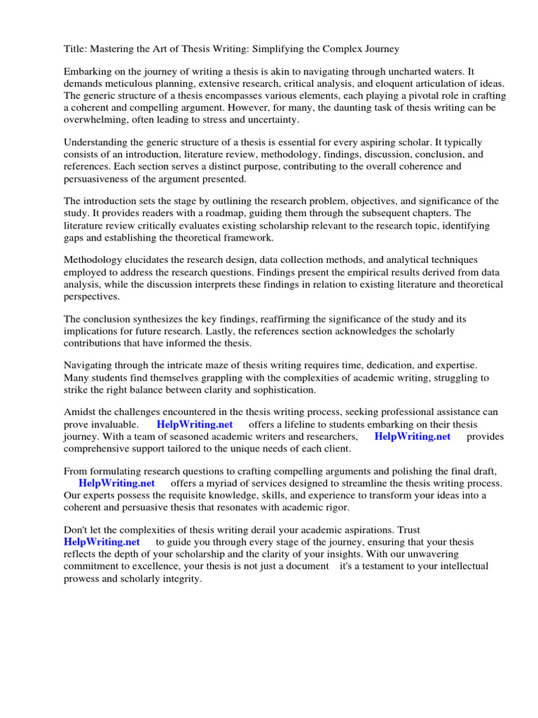 Generic Structure Thesis Argument Recommendation | PDF | Methodology | Essays