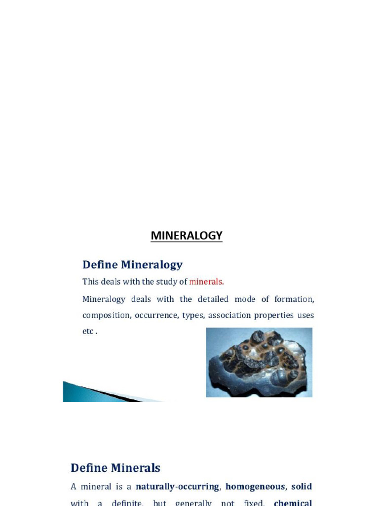 Mineralogy PPT | PDF | Minerals | Mineralogy