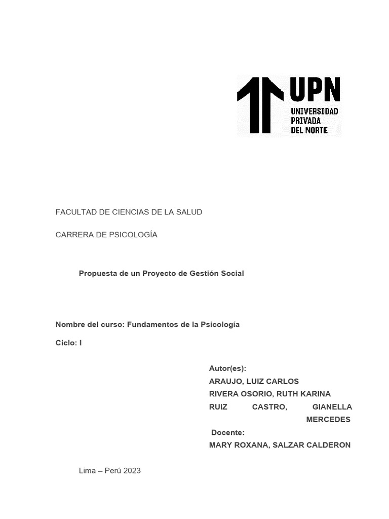Proyecto de Gestion - Grupo 9 - Luiz - Ruth - Gianella | PDF | Autoestima | Estadísticas