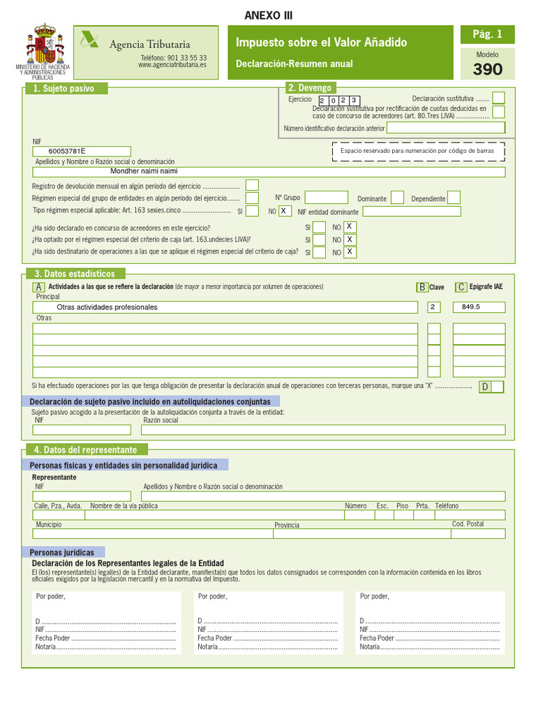 Anexo III - Modelo 390(1) | PDF | Finanzas del gobierno | Comercio
