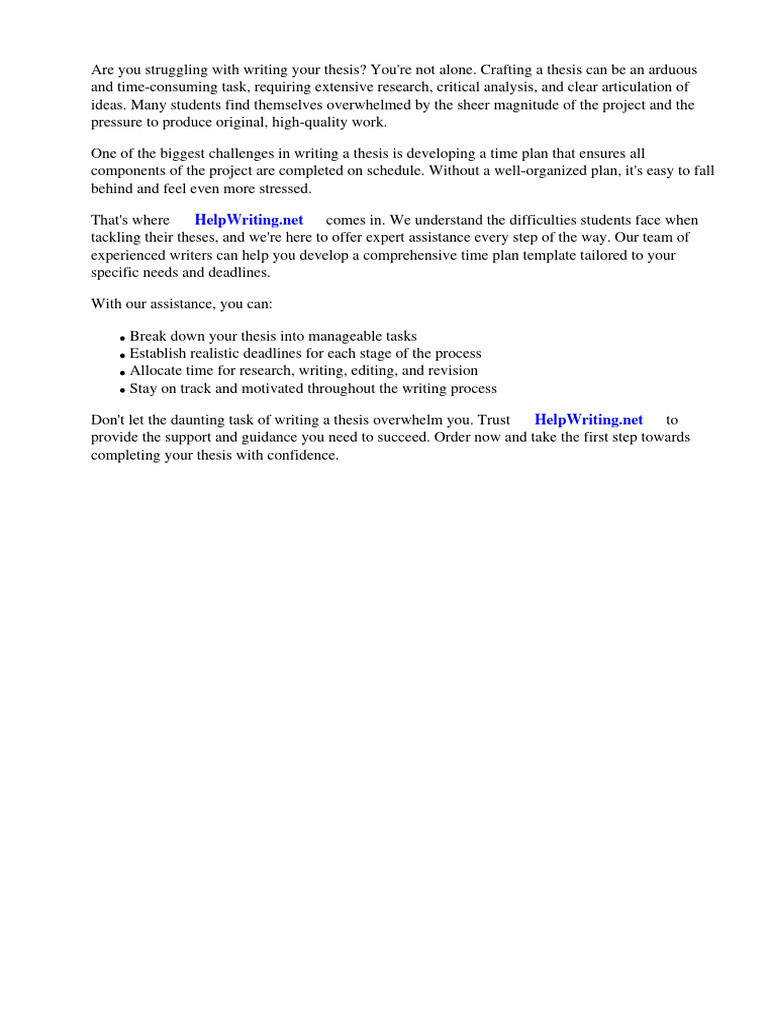 Thesis Time Plan Template | PDF | Thesis | Doctor Of Philosophy